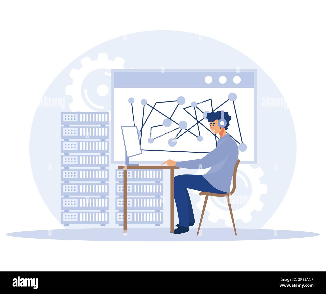 Information Storage Infrastructure Concept Big Data Visualization Business Intelligence Flat