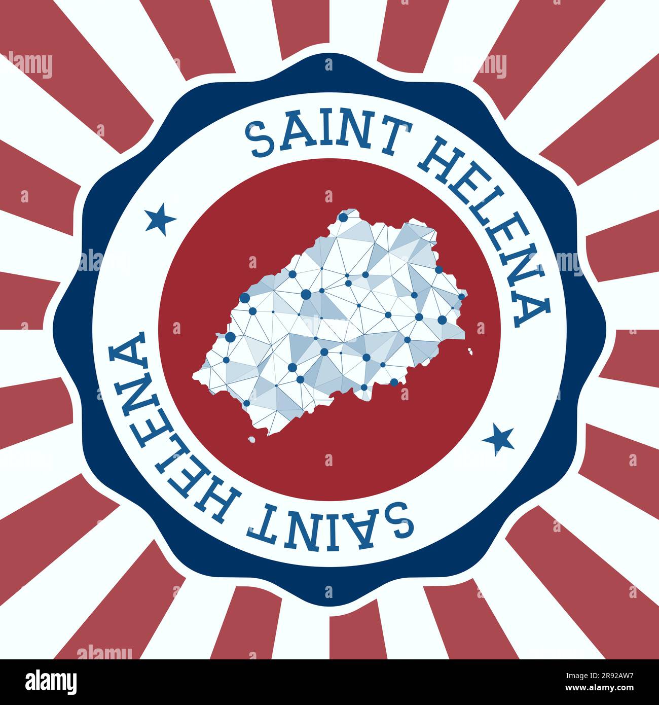 Saint Helena Badge. Round logo of island with triangular mesh map and ...