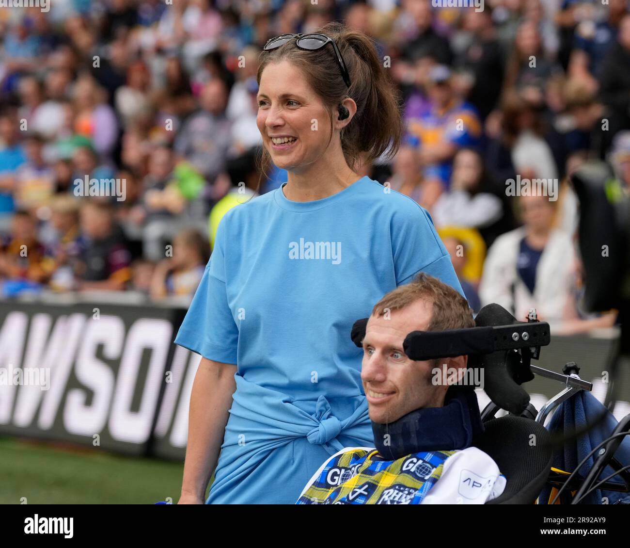 Lindsay and Rob Burrow watch as their children are interviewed before ...