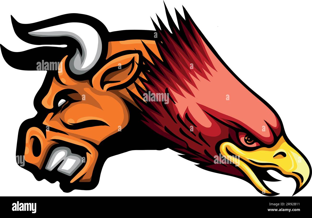 vector illustration of bull and eagle head Stock Vector Image & Art - Alamy