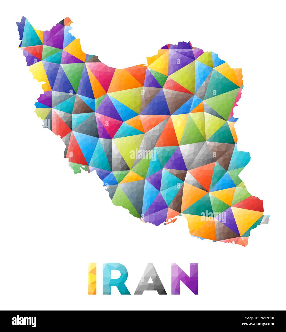 Iran - colorful low poly country shape. Multicolor geometric triangles ...