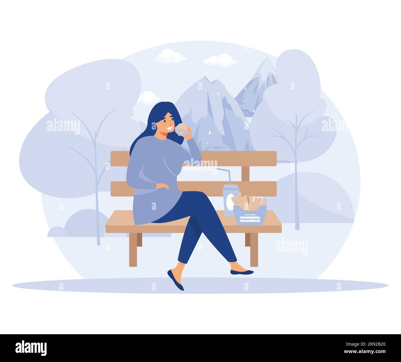 Addictive habits concept, Overeating, mindlessly scrolling, snacking ...