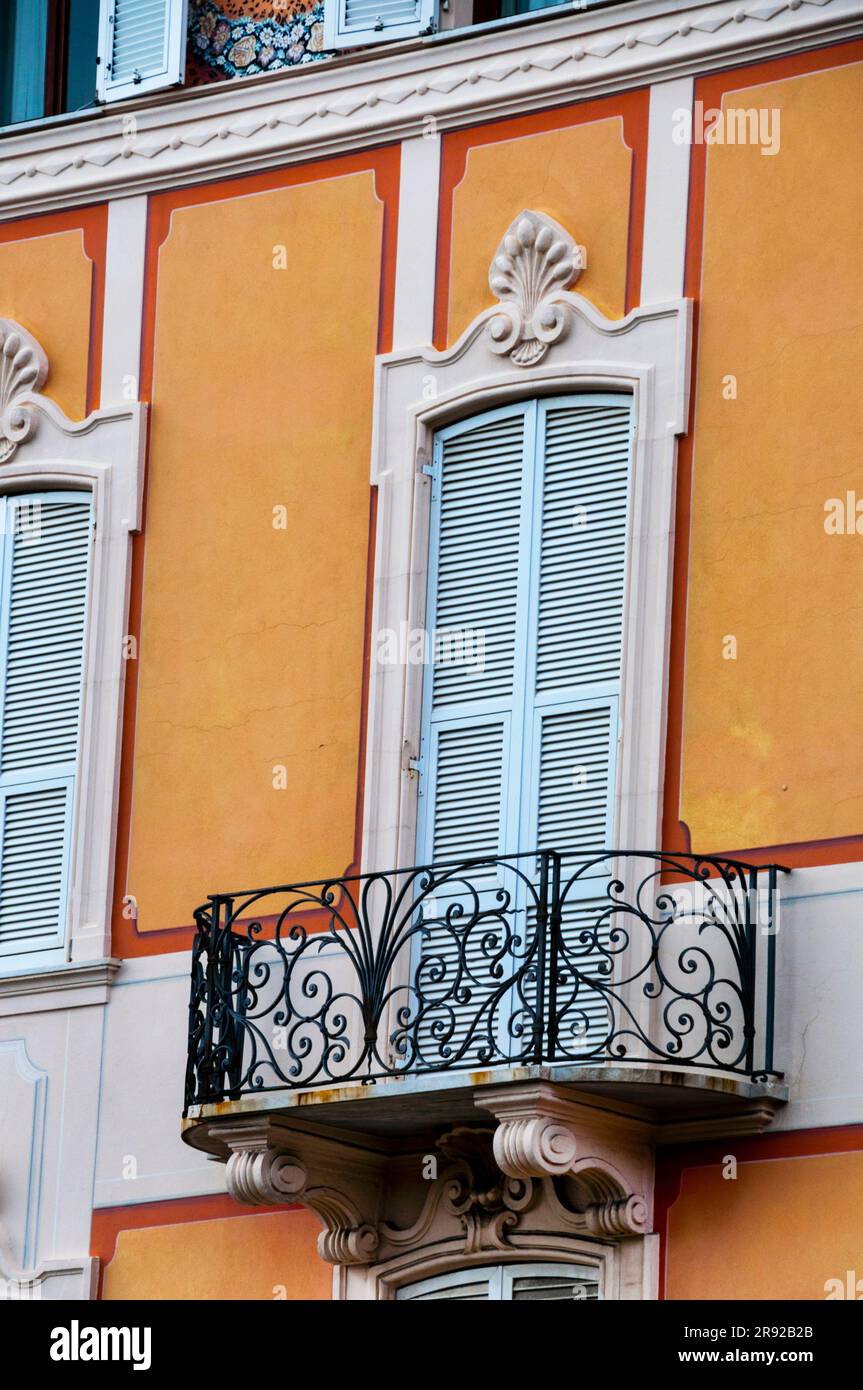 Italian Liberty style balcony in Rapallo on the Italian Rivera Stock ...
