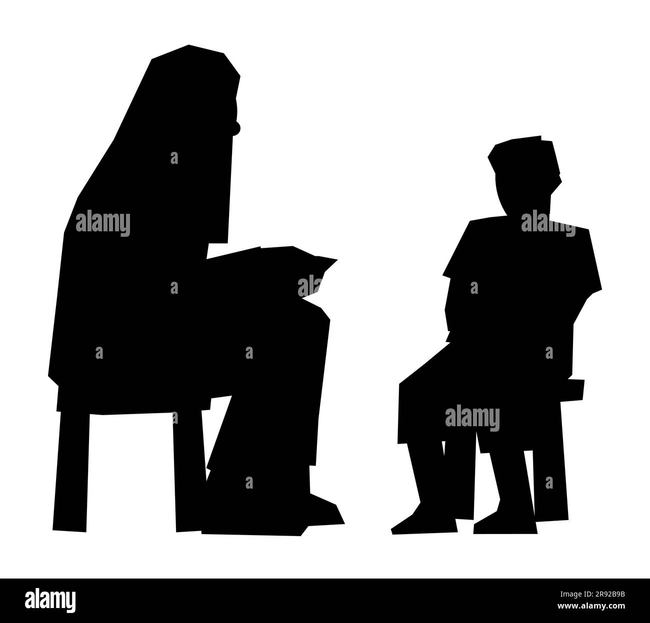 Black silhouette of a Psychologist talking to a child, vector isolated ...