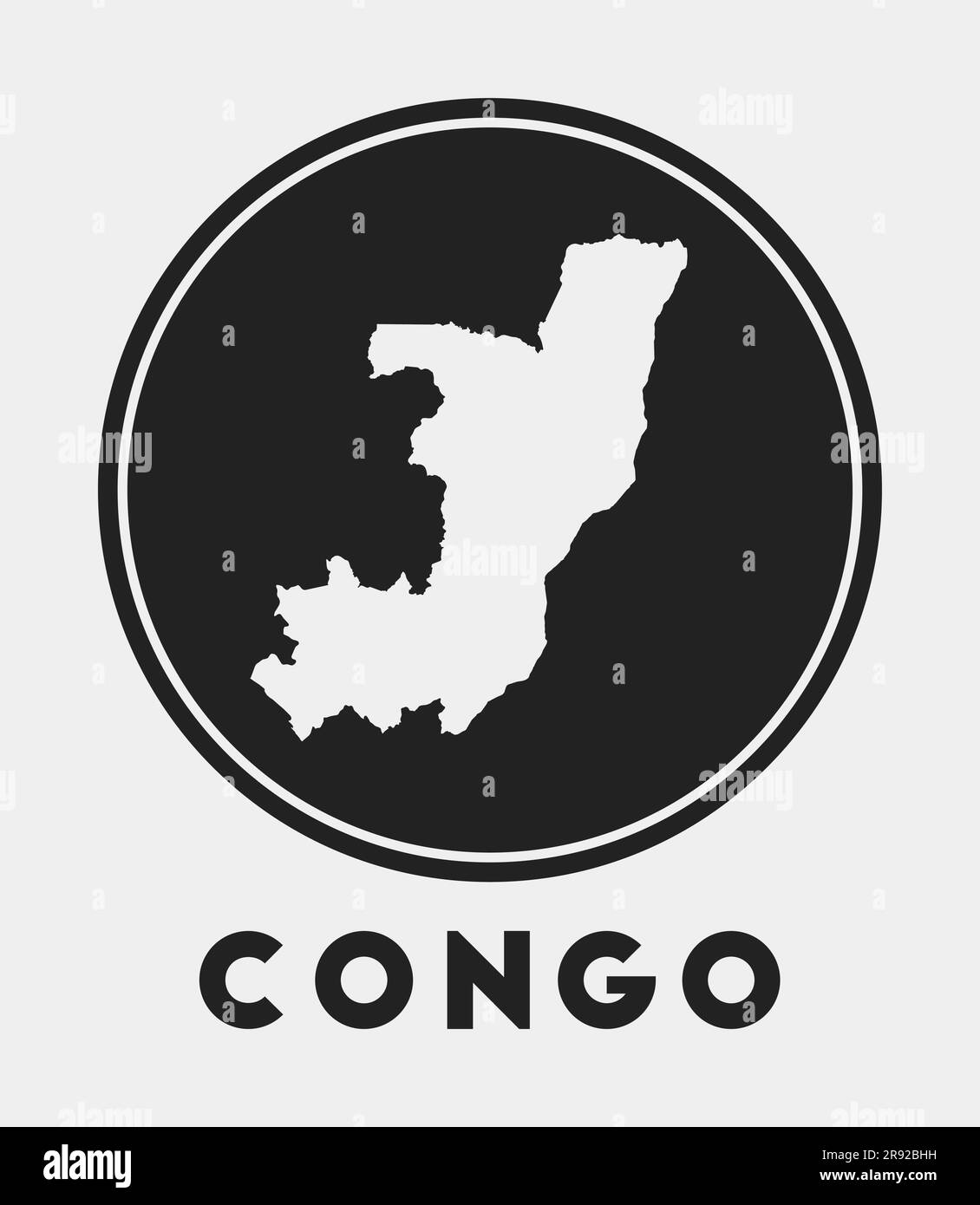 Congo icon. Round logo with country map and title. Stylish Congo badge ...