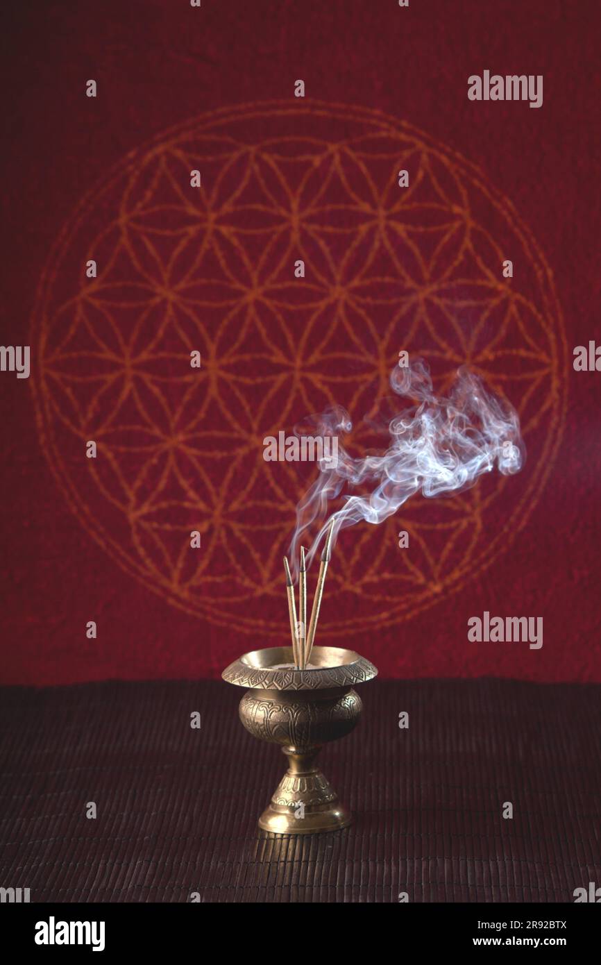 Incense Sticks and Flower of Life Stock Photo - Alamy