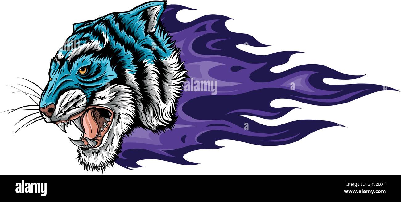 vector illustration of tiger head with flames Stock Vector Image & Art ...
