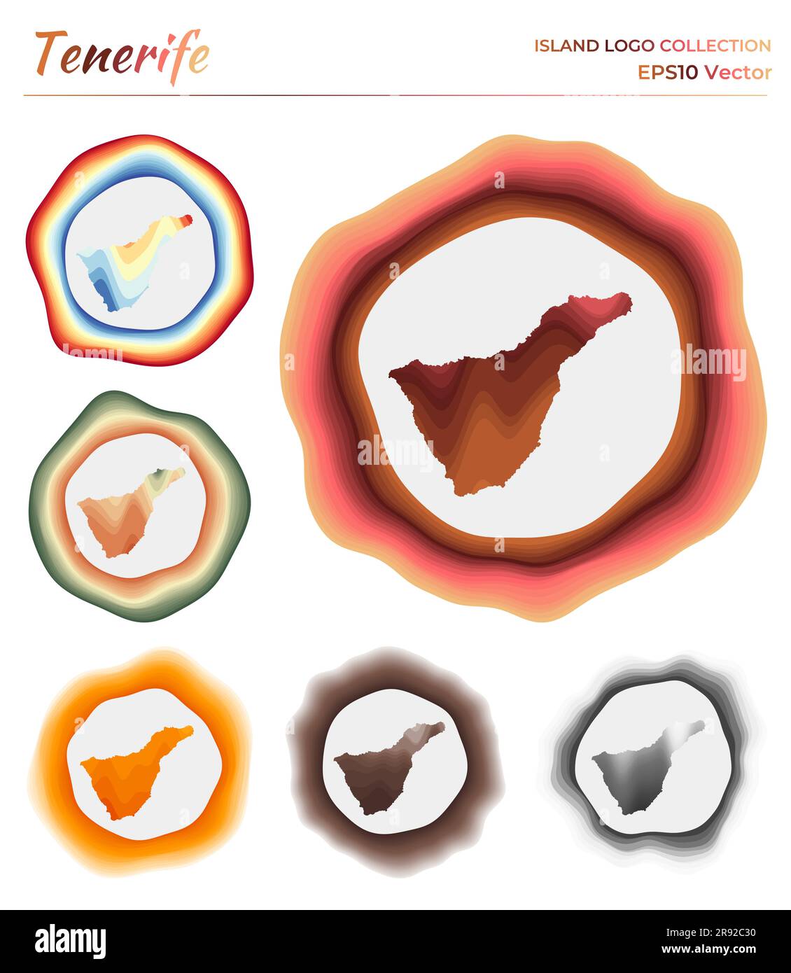 Tenerife logo collection. Colorful badge of the island. Layers around ...