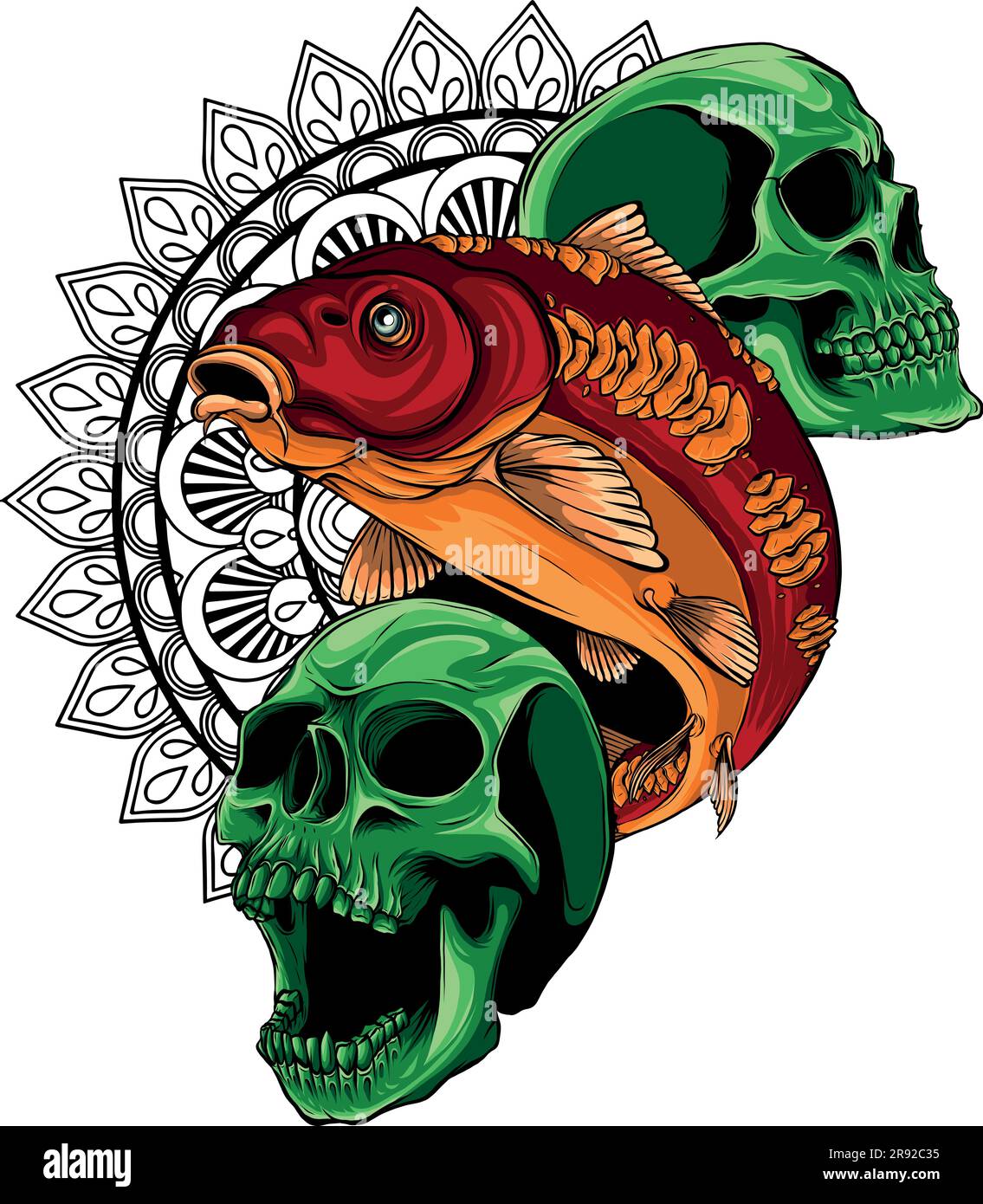 vector illustration of carp fish with skulls Stock Vector Image & Art ...