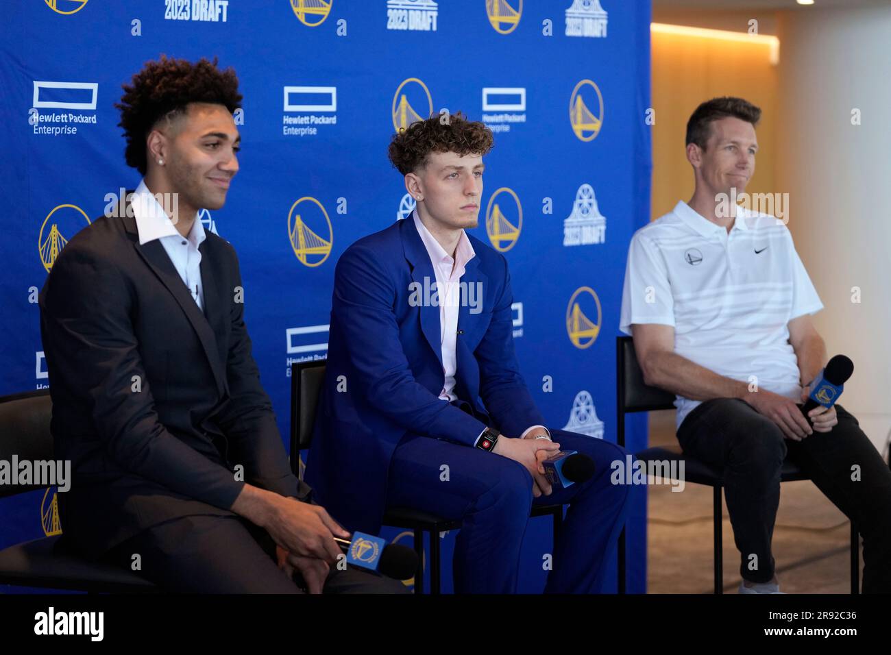 Golden State Warriors' Trayce Jackson-Davis, Brandin Podziemski and ...