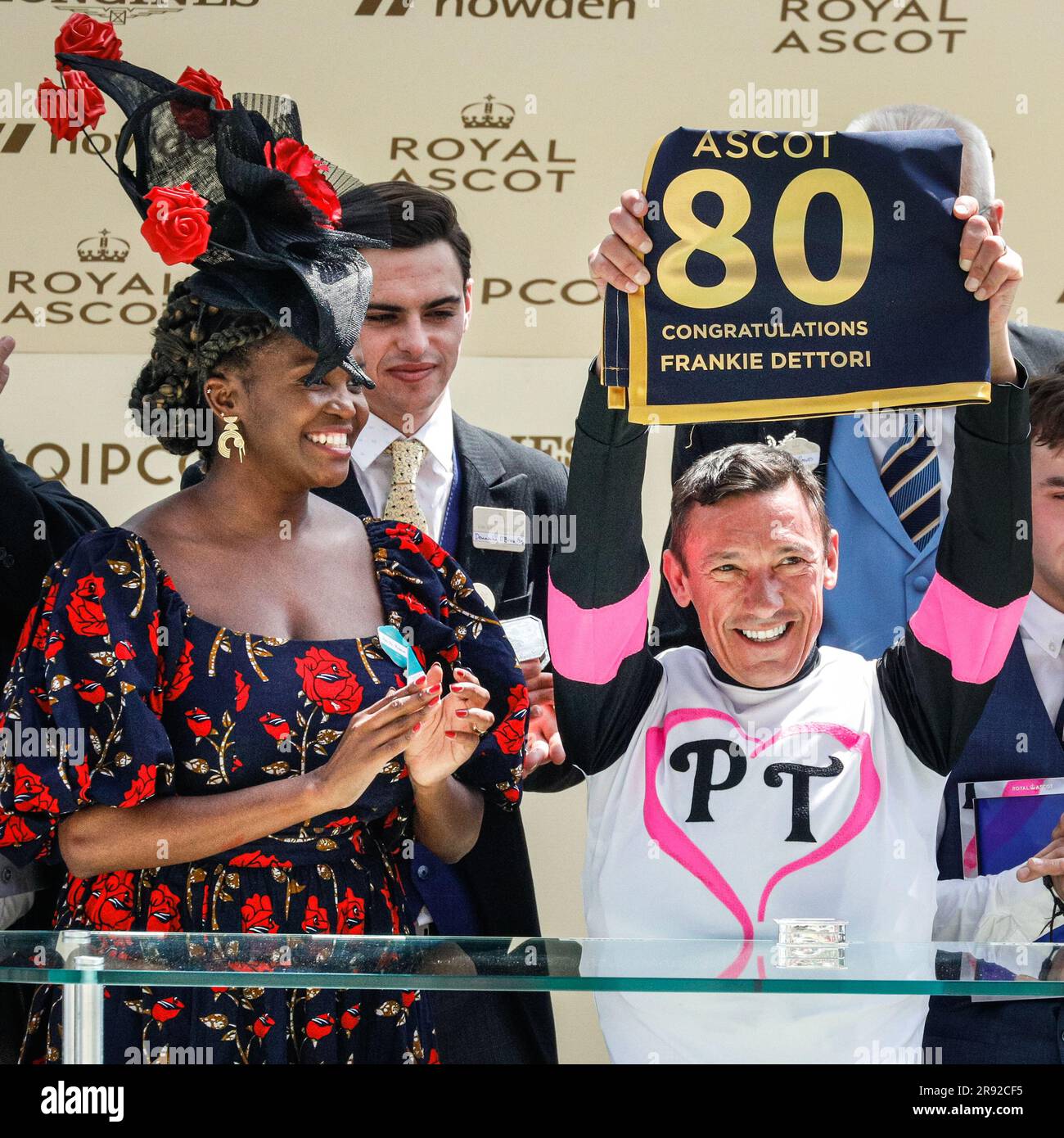 Ascot, Berkshire, UK. 23rd June, 2023. Jockey Frankie Dettori is first ...
