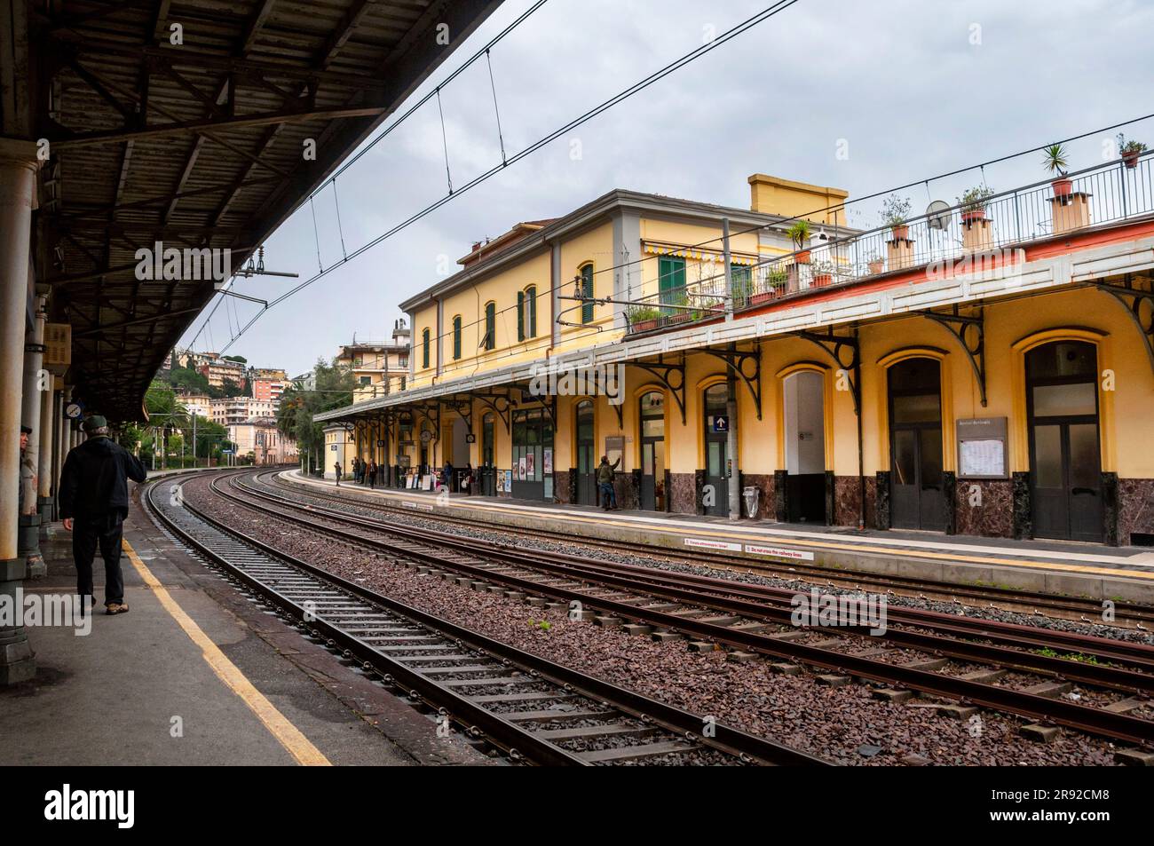 Iron accents, Rapallo railway station, Italian Rivera, Italy Stock ...