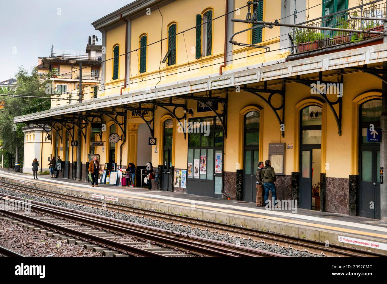Iron accents of the Rapallo railway station, Italian Rivera, Italy ...