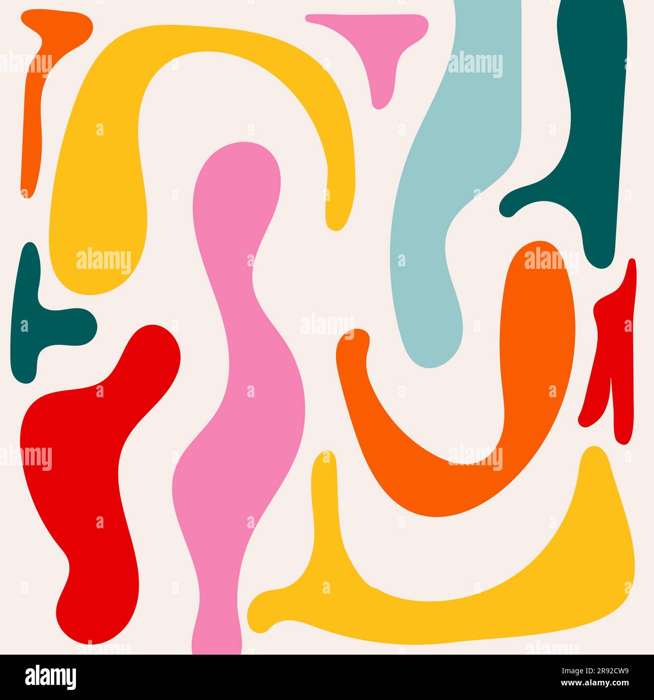 Aesthetic artistic pattern. Colorful hand drawn organic shapes, doodles ...