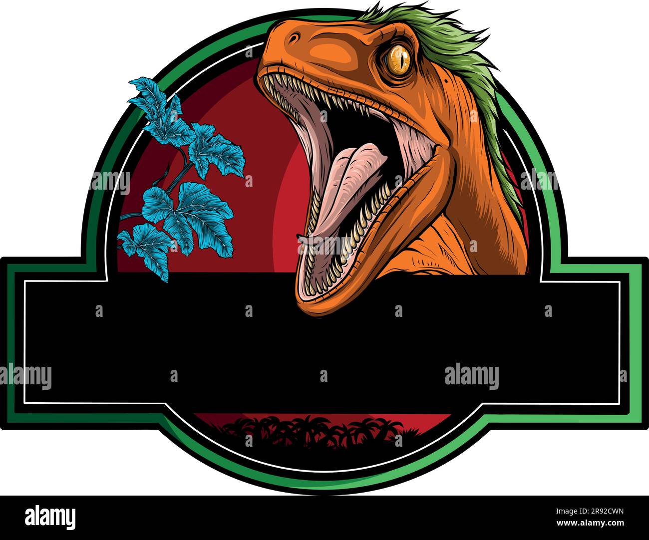 vector illustration of velociraptor head logo on white background Stock ...