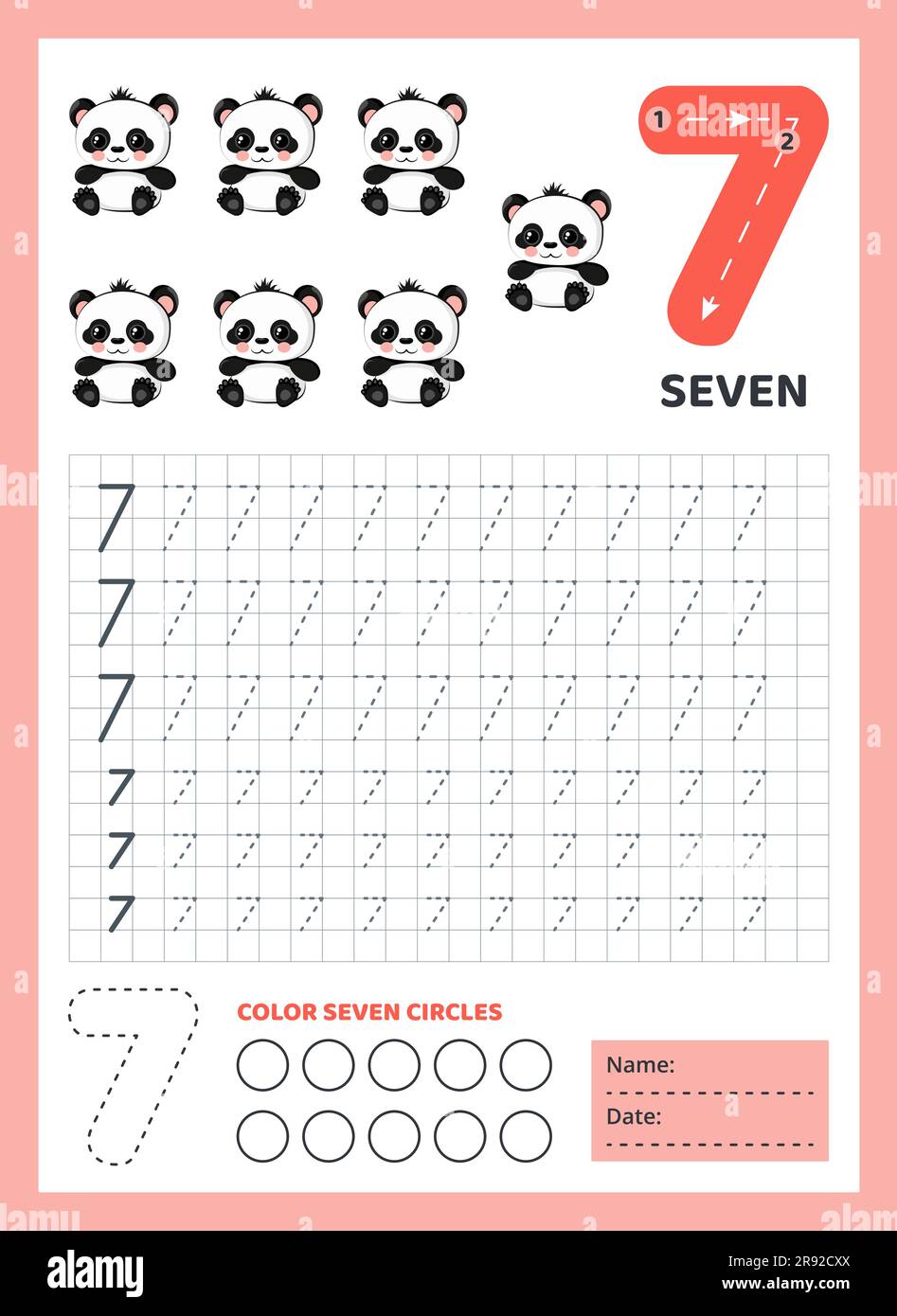 Numbers tracing worksheet for kids. Graphic task Stock Vector Image ...
