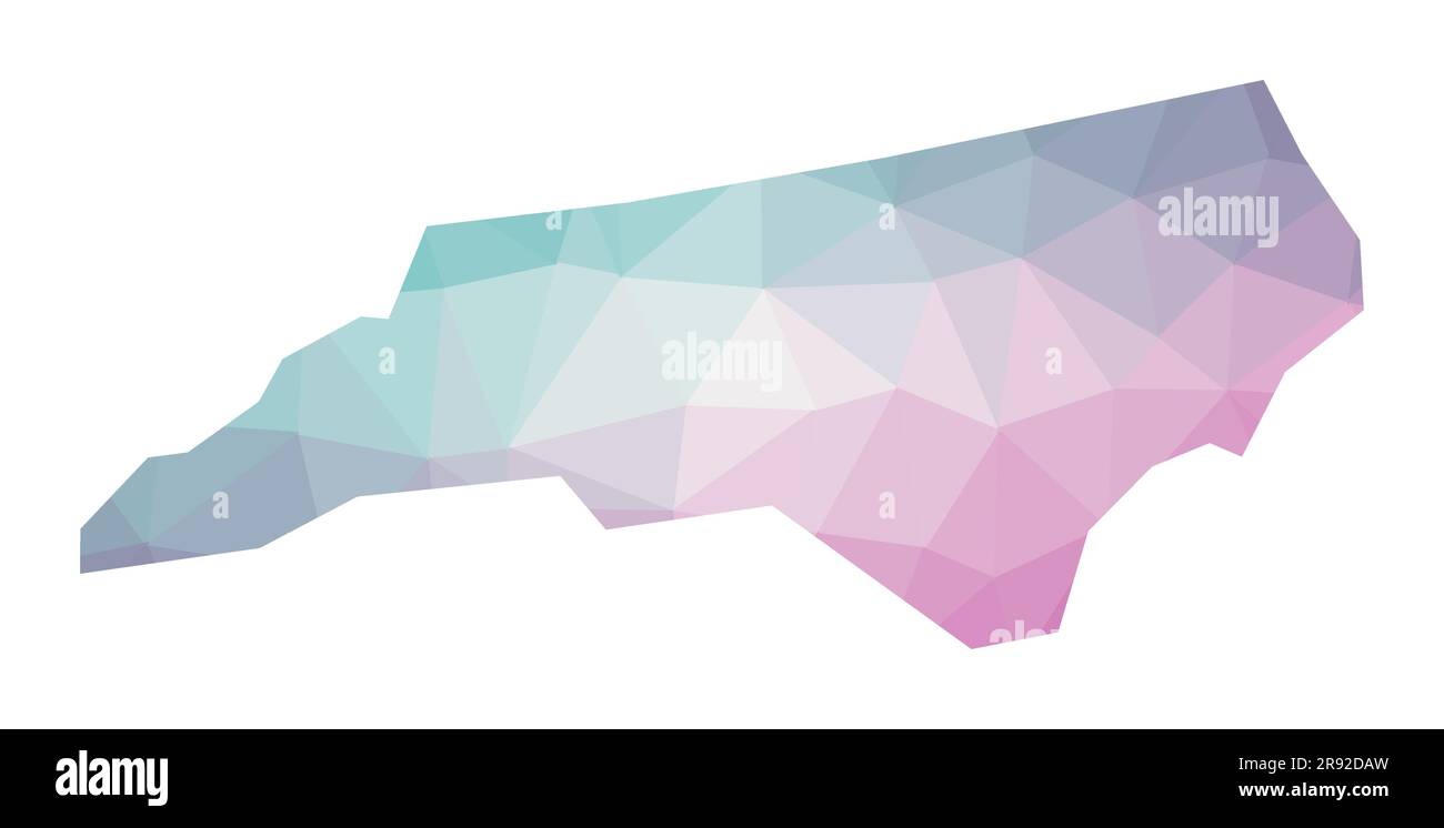 Polygonal map of North Carolina. Geometric illustration of the US state ...