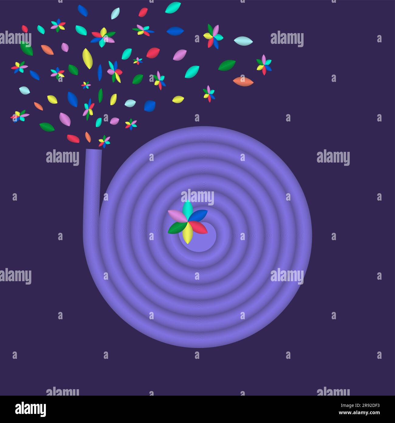 Purple spiral firework Floral confetti Decorative design element Vector ...