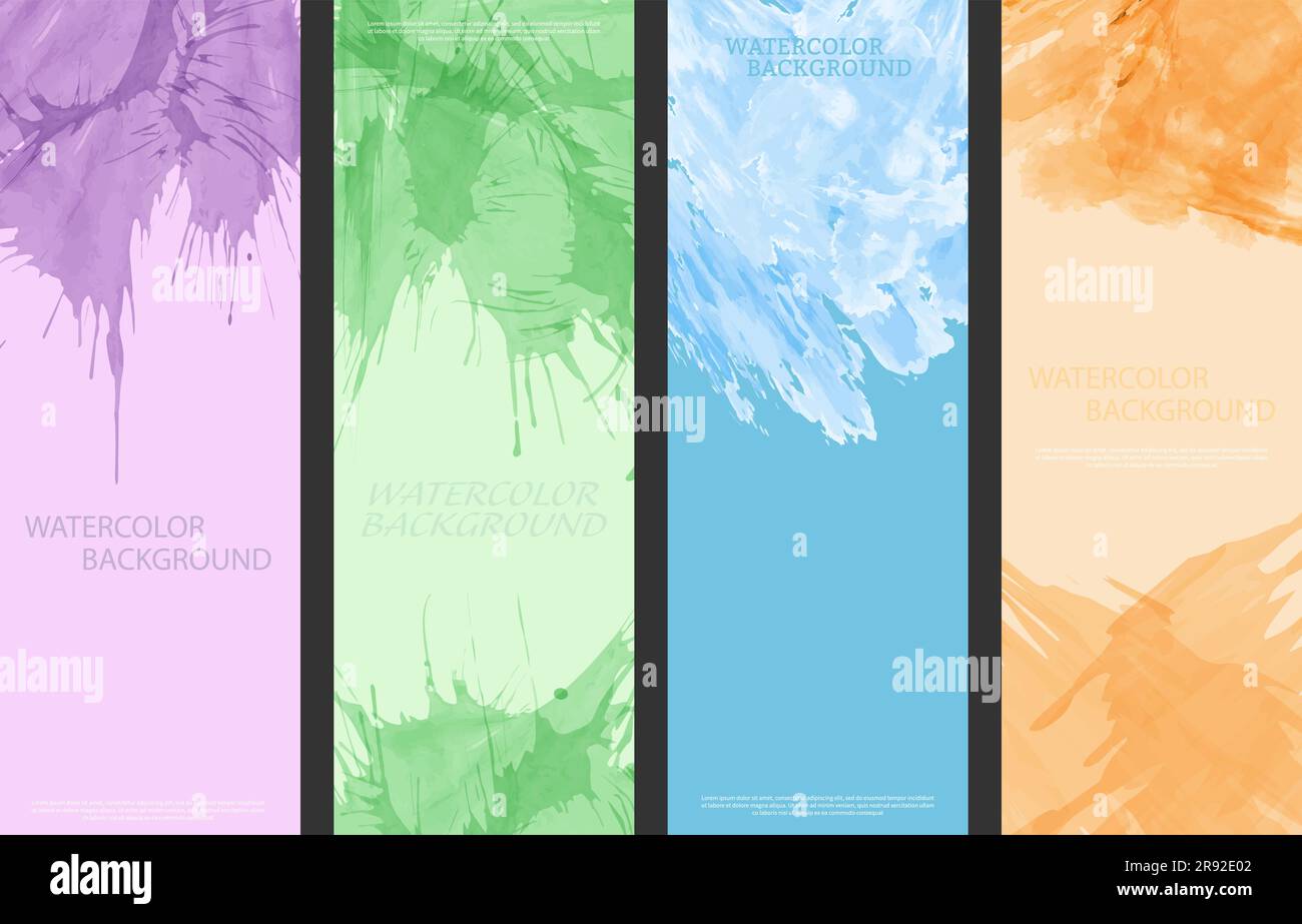 Watercolor background. A set of layouts for the design of postcards ...