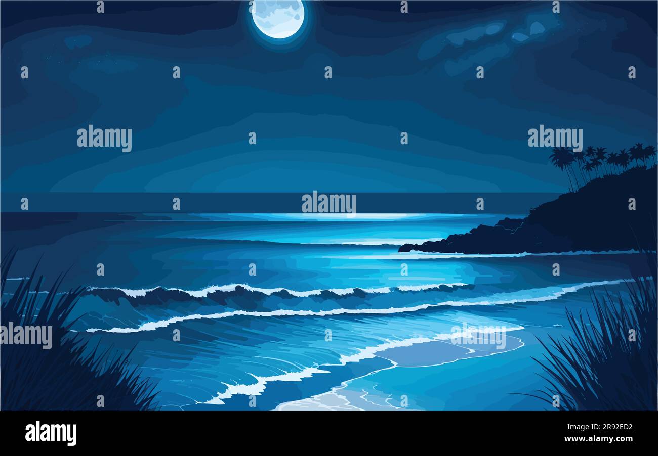 Coastal moonlight Stock Vector Images - Alamy