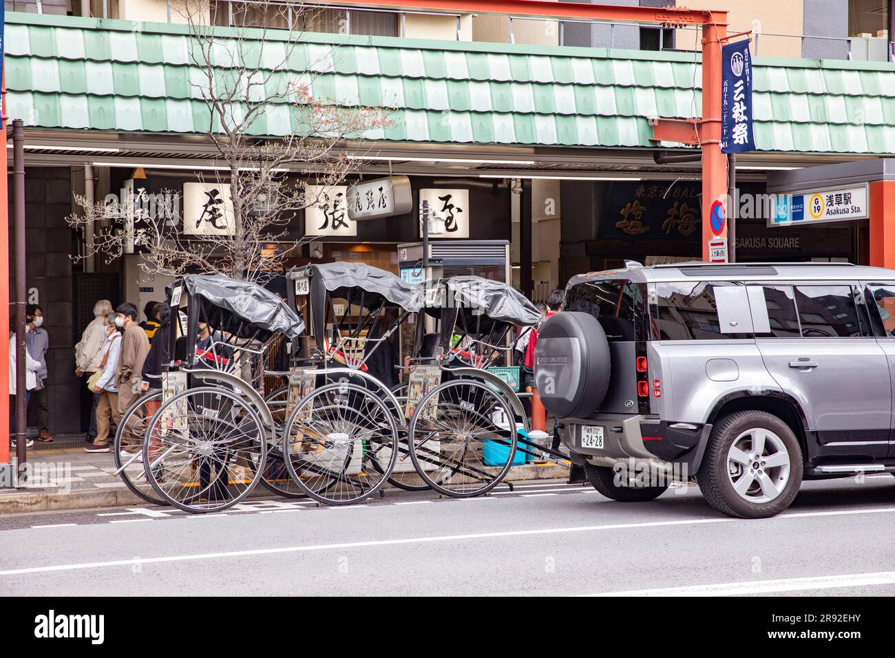 Asakusa district Tokyo, rickshaw carts on the streets of Tokyo,Japan ...