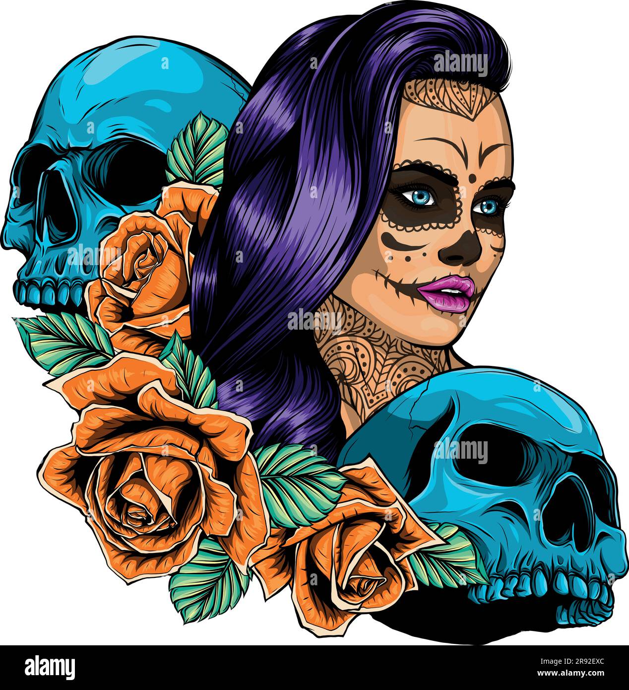 Sugar skull painting Cut Out Stock Images & Pictures - Alamy