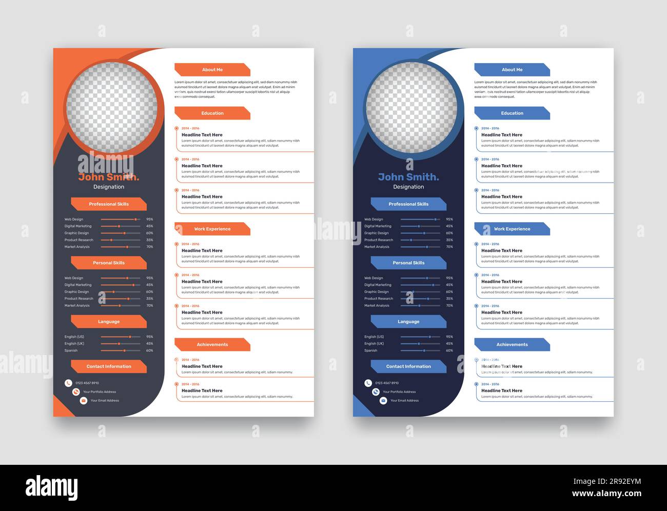 Modern professional cv or resume layout design with two color ...