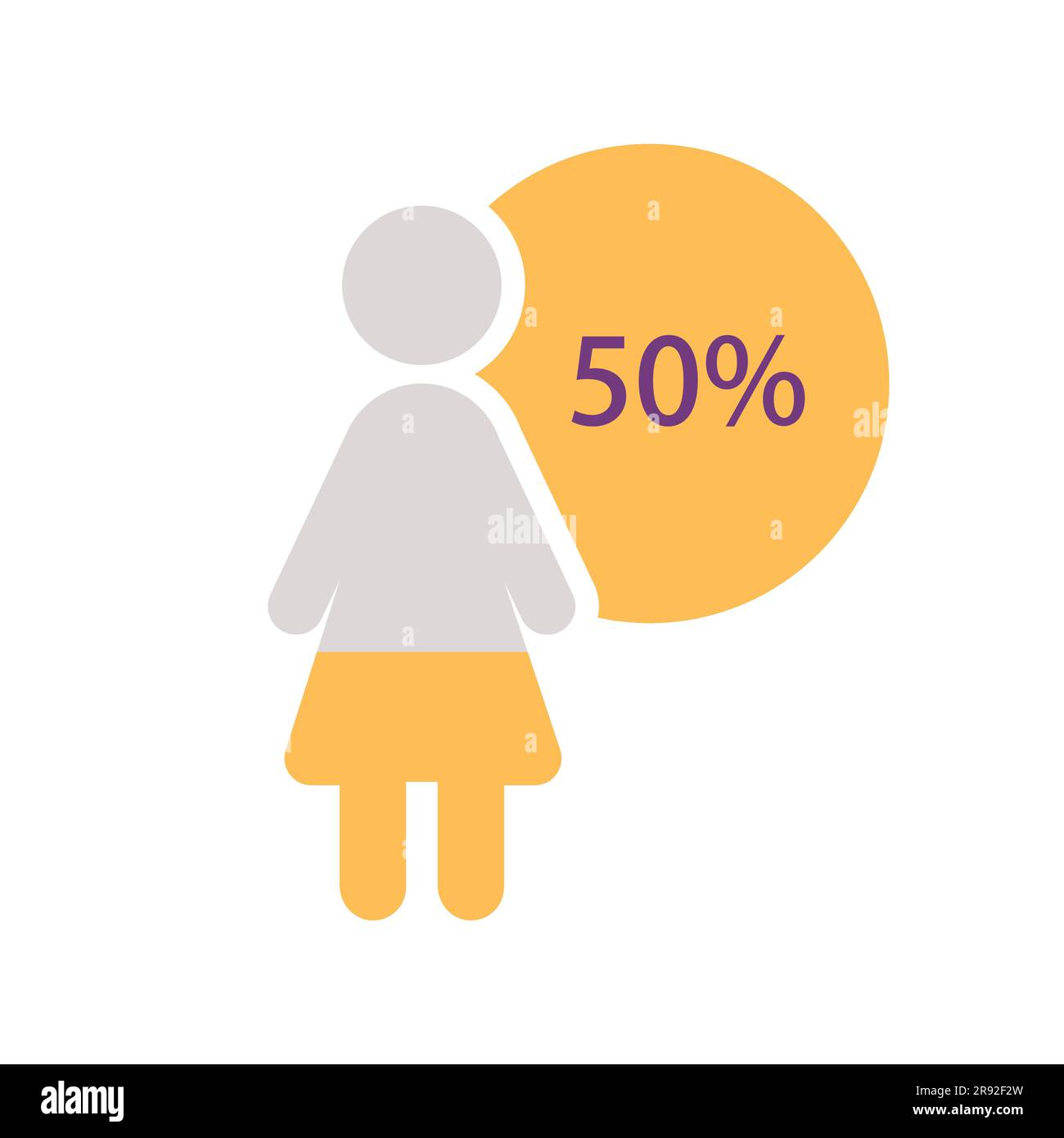 Human figure infographic chart design template with fifty percentage ...