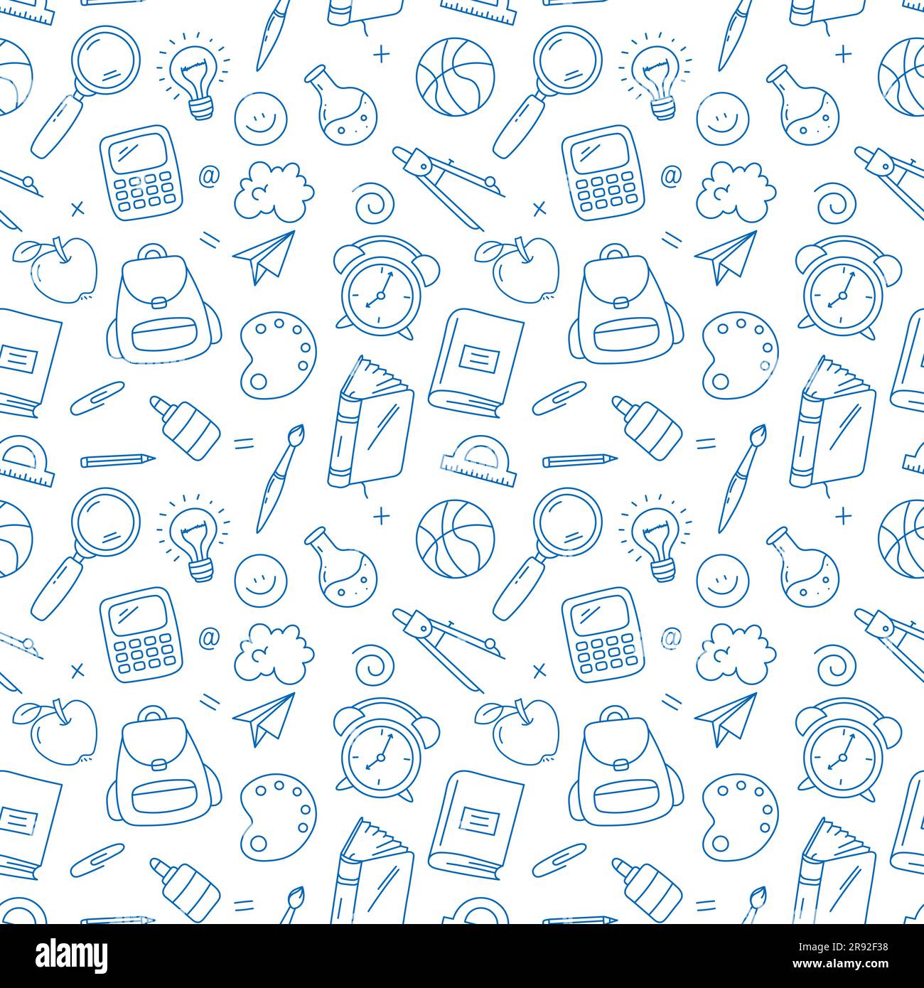 Back to School Seamless pattern, school supplies background. Vector ...