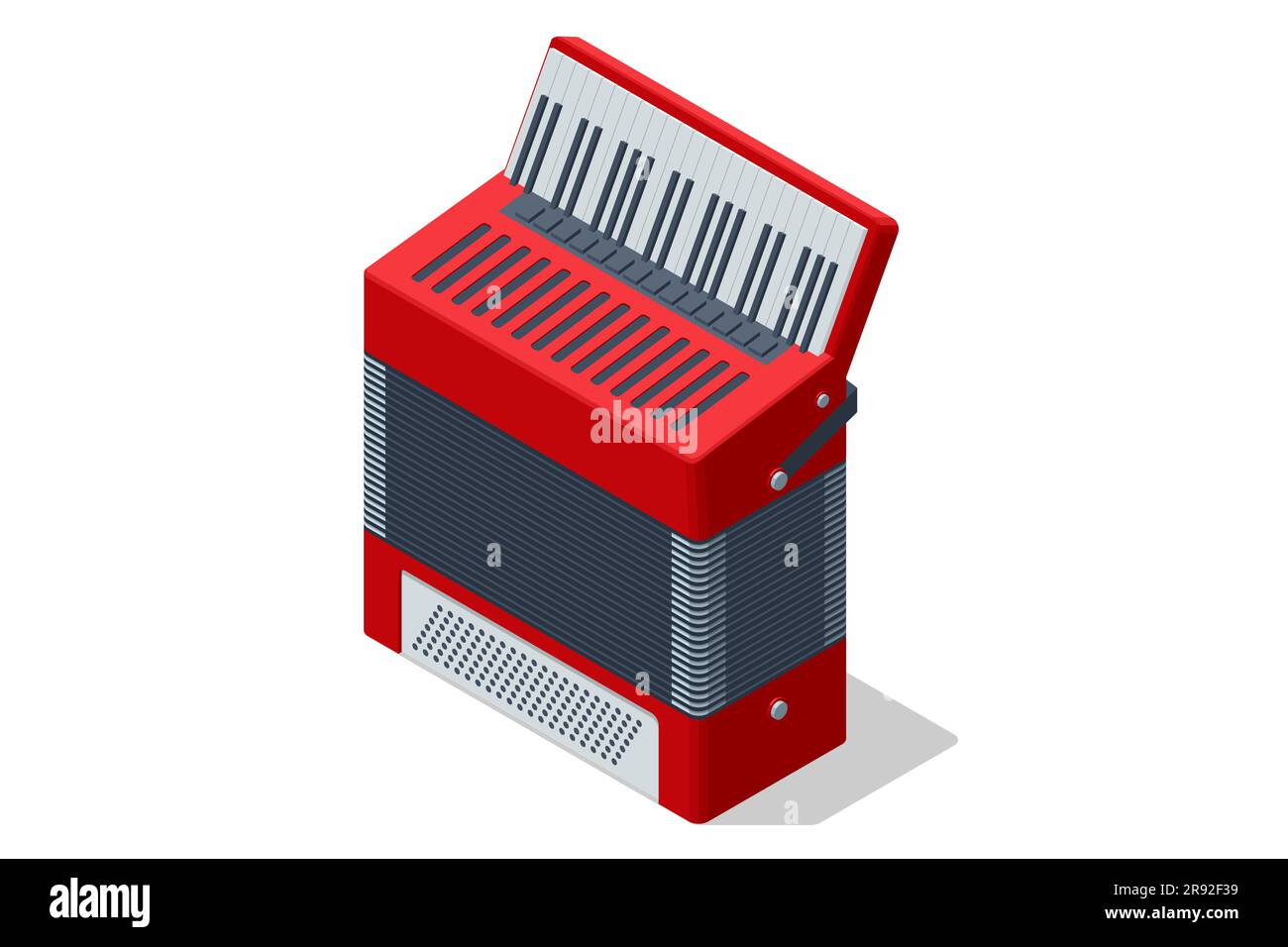 Isometric old red accordion isolated on a white background Stock Vector ...