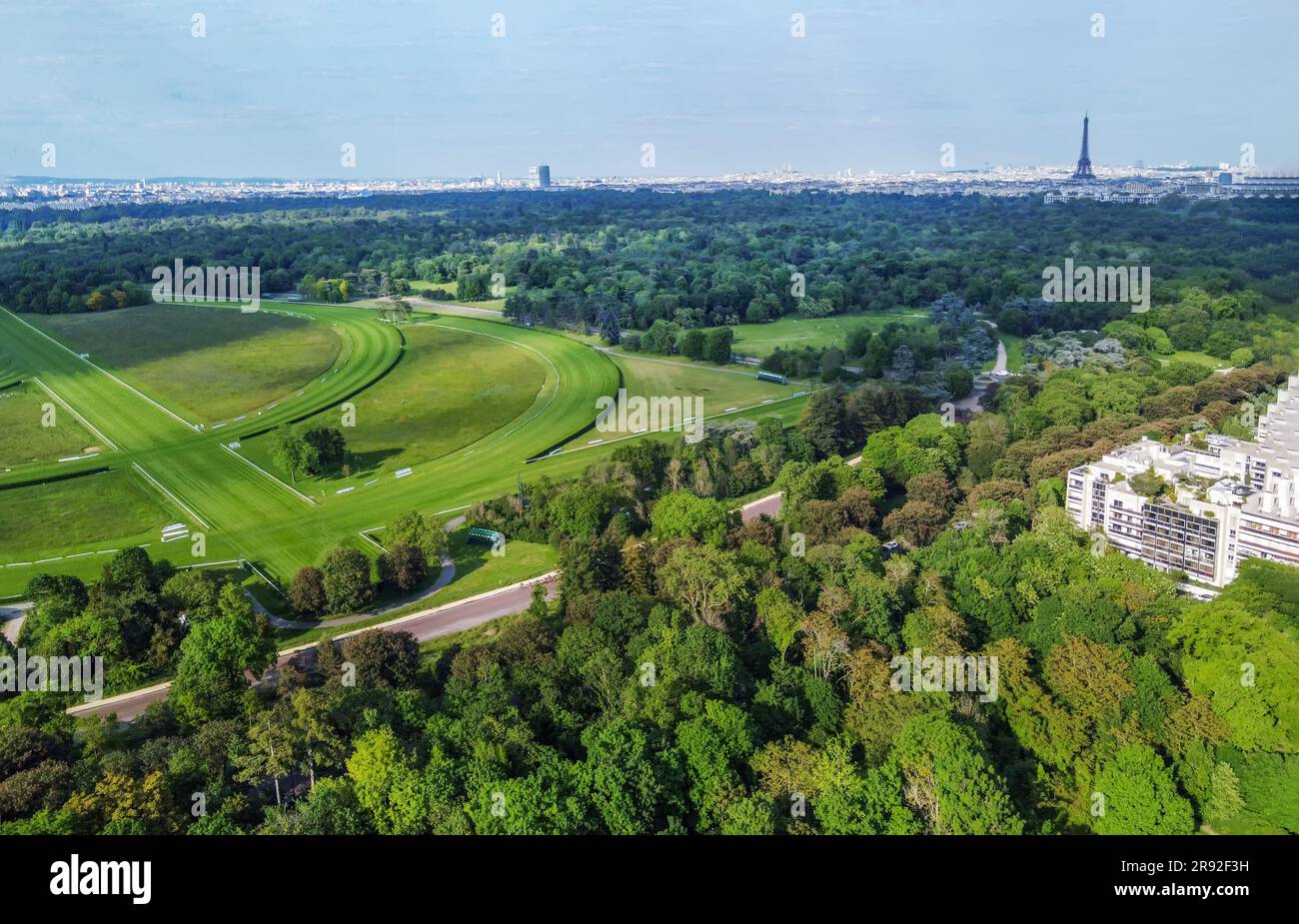 Aerial View on Boulogne forest and part of hippodrome in Paris . Eiffel ... Aerial View on Boulogne forest and part of hippodrome in Paris . Eiffel ...