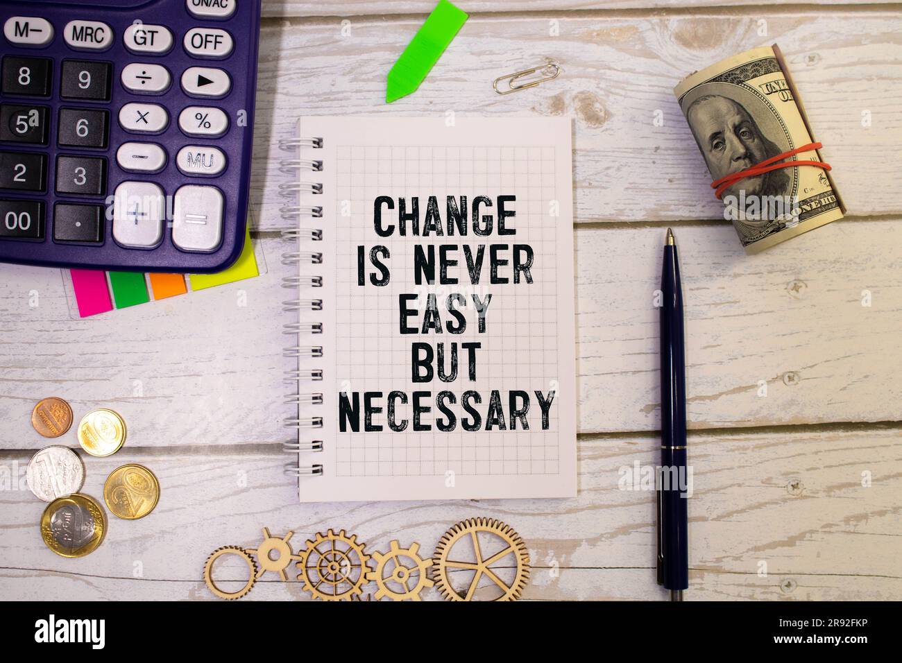 Wooden blocks with words 'Change Is Never Easy But Necessary Stock ...