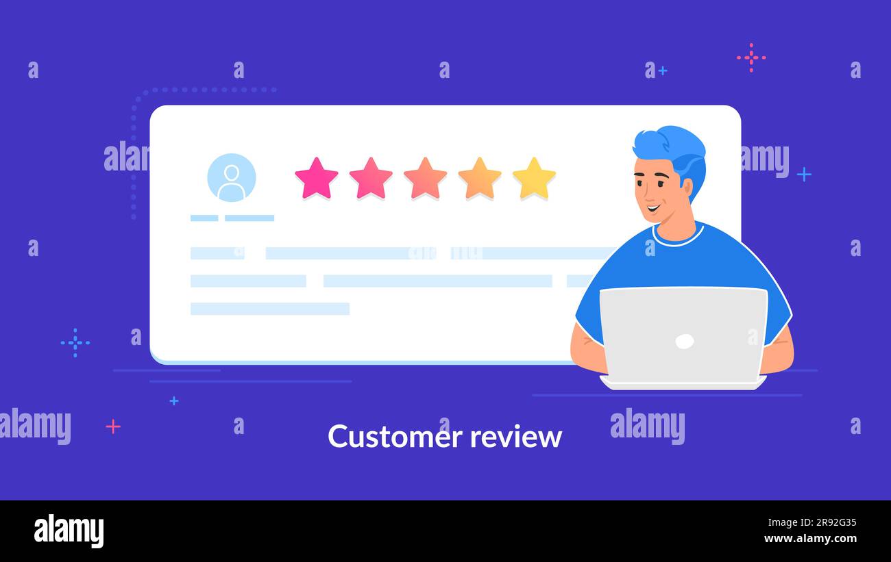 Customer review and user testimonials fulfilled form with five stars ...