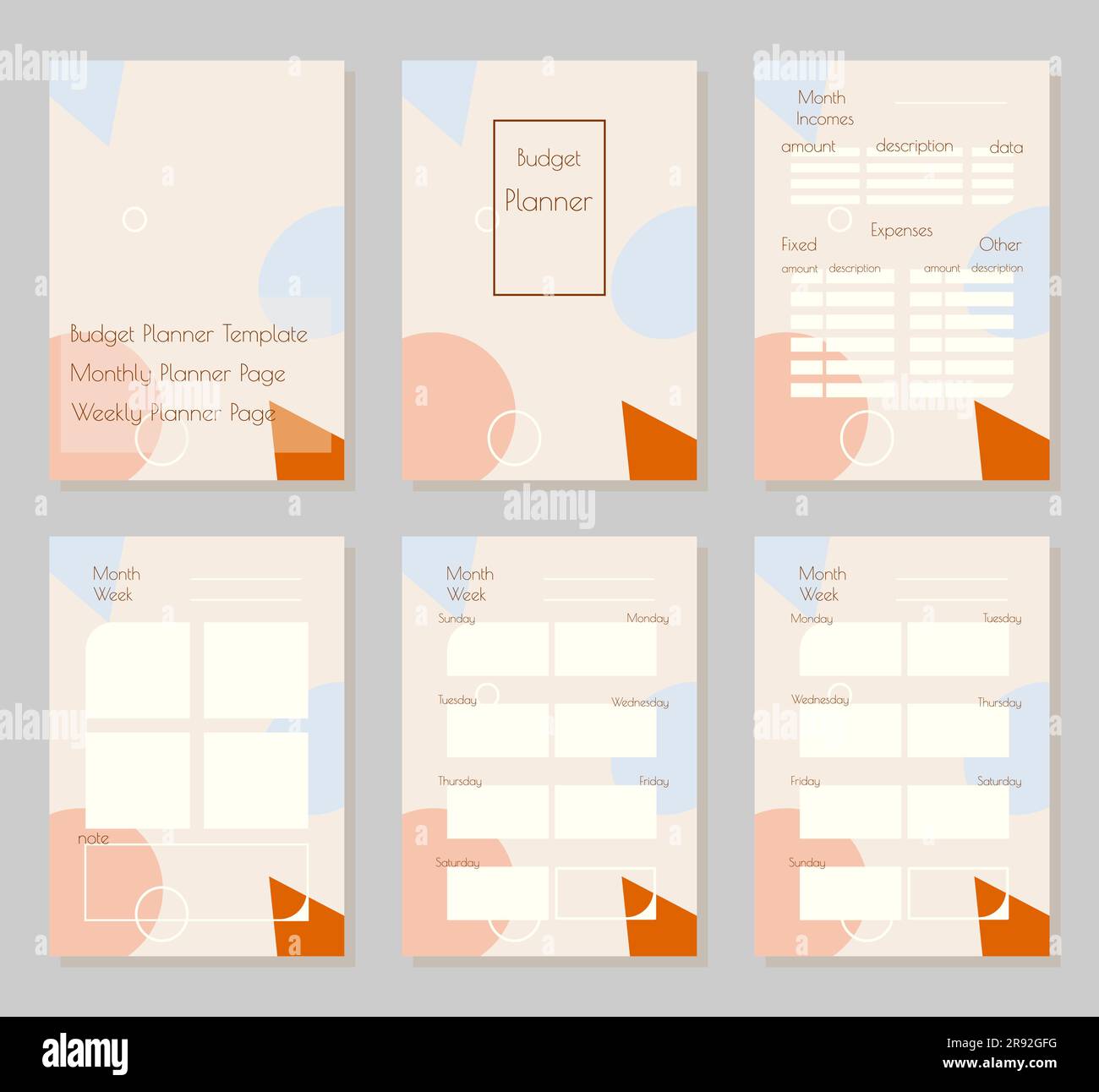Budget Planner template Size A4. Abstract geometric background ...