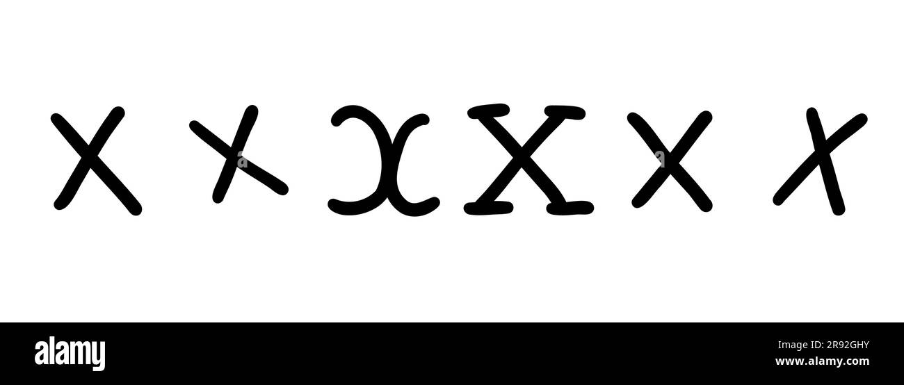 Childlike simple black english latin X alphabet letter symbol. Vector ...