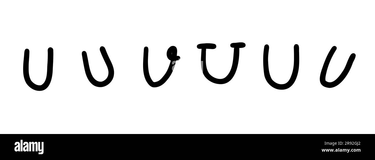 Childlike simple black english latin U alphabet letter symbol. Vector ...