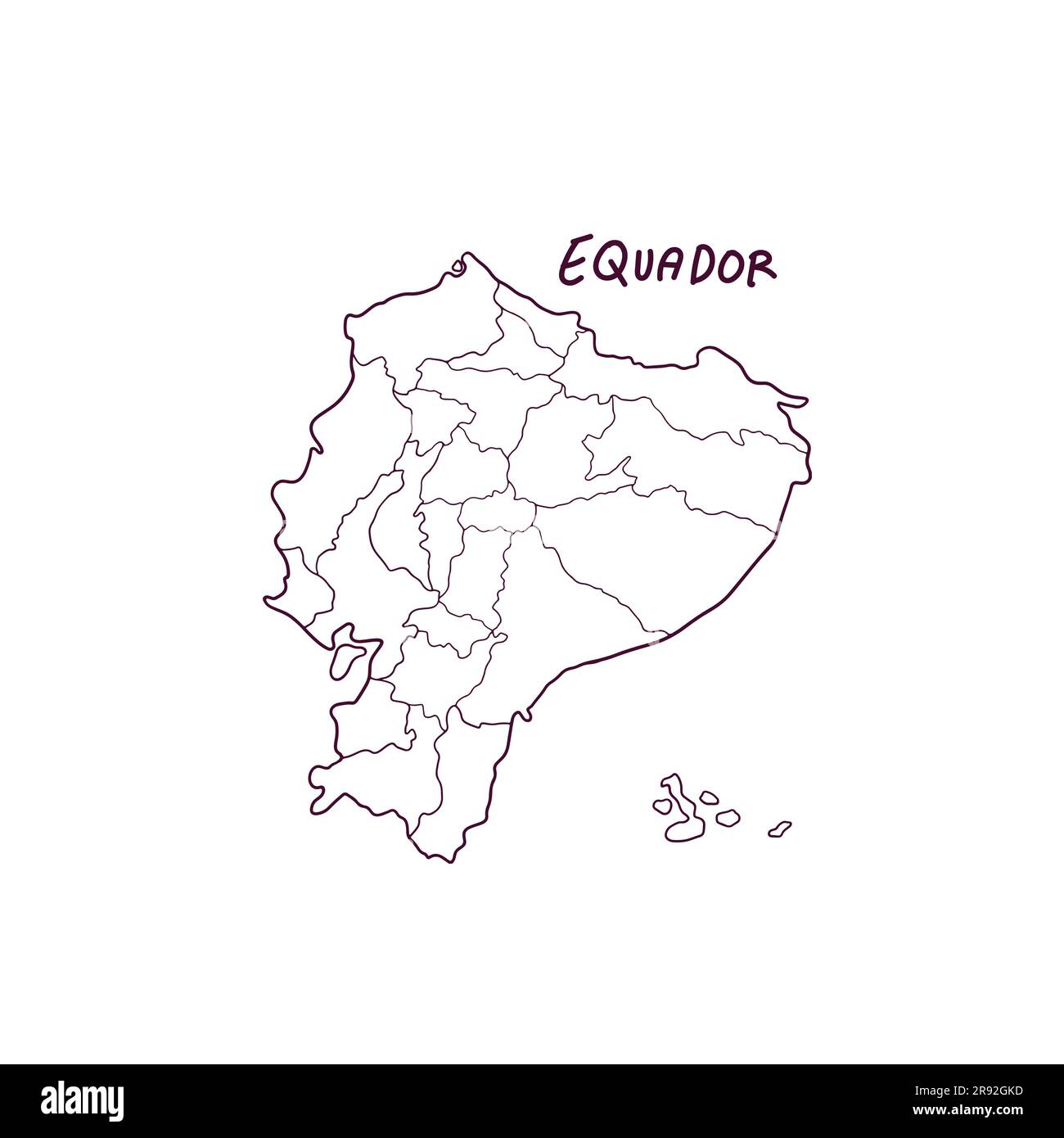 Hand Drawn Doodle Map Of Equador. Vector Illustration Stock Vector ...
