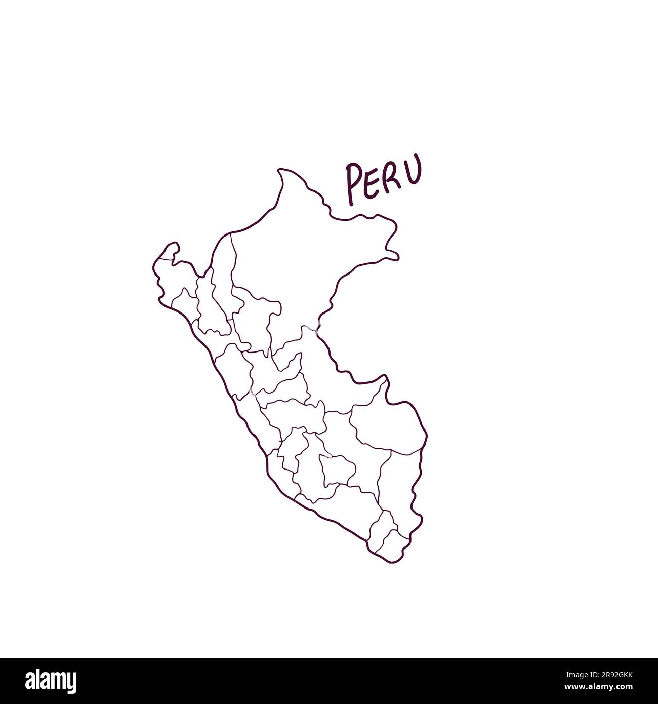 Hand Drawn Doodle Map Of Peru. Vector Illustration Stock Vector Image ...