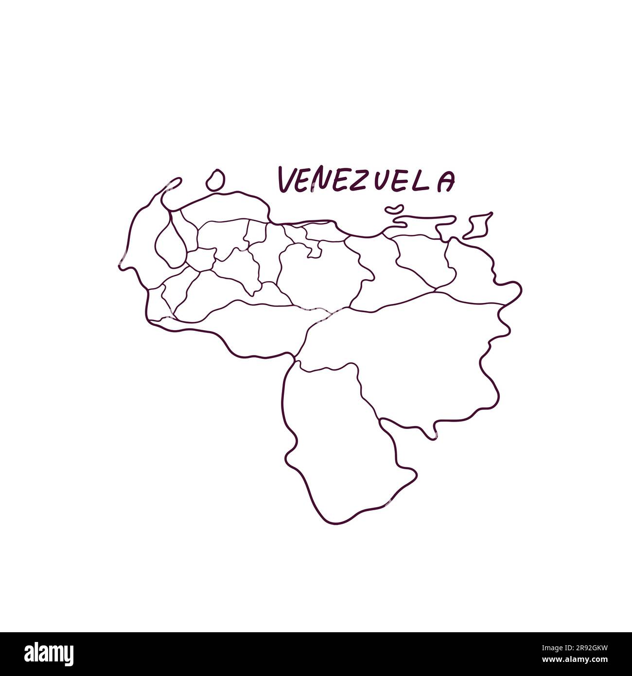Hand Drawn Doodle Map Of Venezuela. Vector Illustration Stock Vector ...