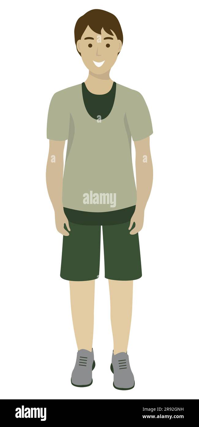 Boy Full height portrait Front view Design element Vertical vector ...