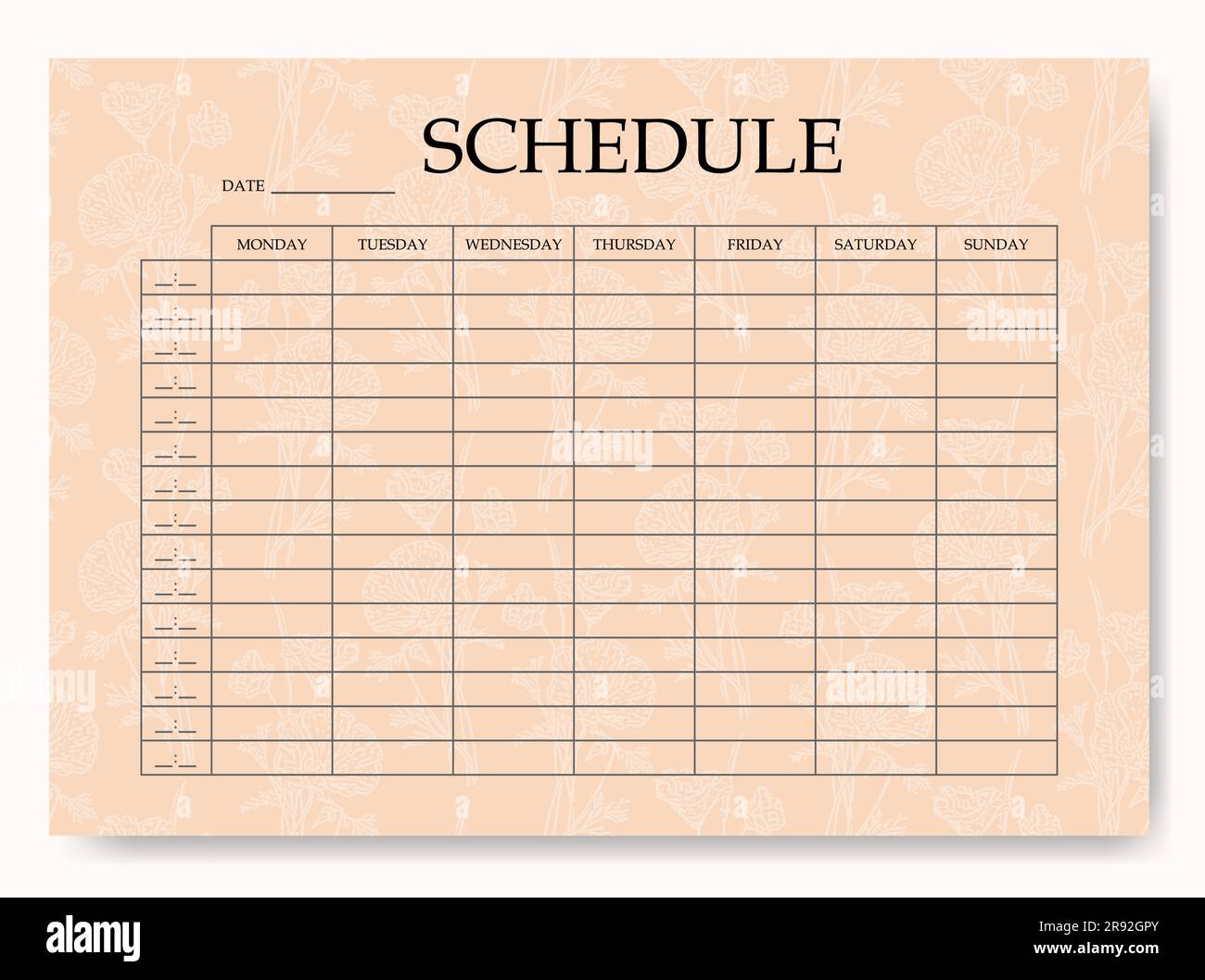 Colorful schedule minimalist planner page design. Printable sheet Stock ...
