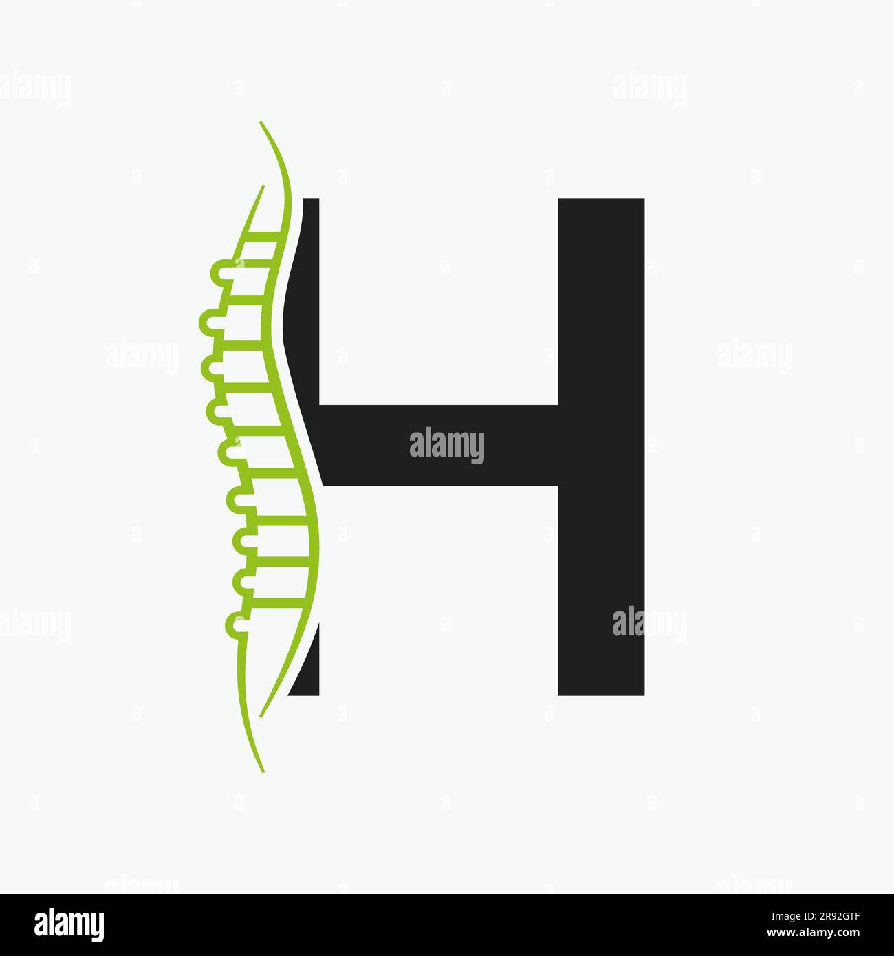 Letter H Orthopedic Health Bone Logo Design With Back Bone Icon. Bone ...