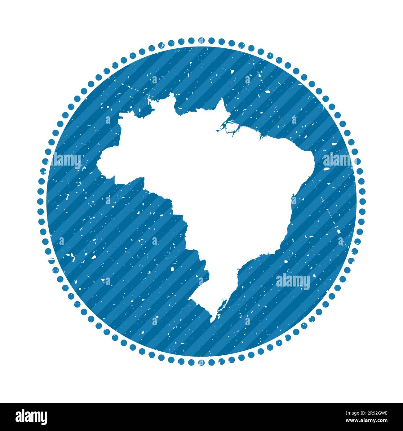 Brazil striped retro travel sticker. Badge with map of country, vector ...