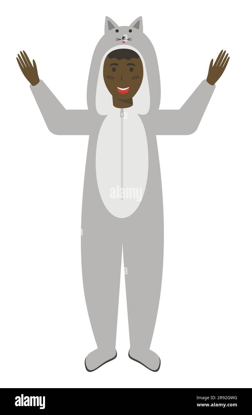 Mouse Kid in animal pajama. Child wear cloth for sleepover, funny ...