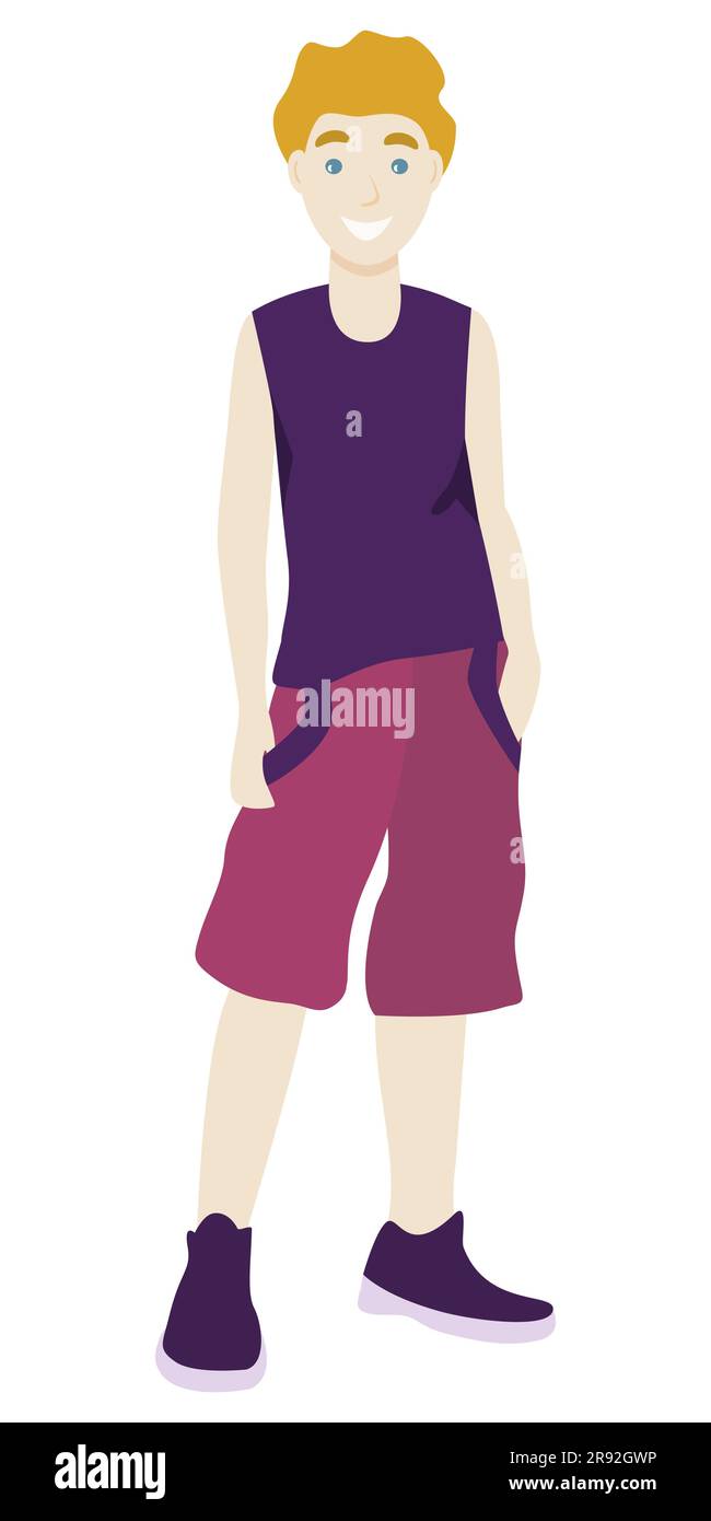 Boy Full height portrait Design element Vector illustration Isolated on ...