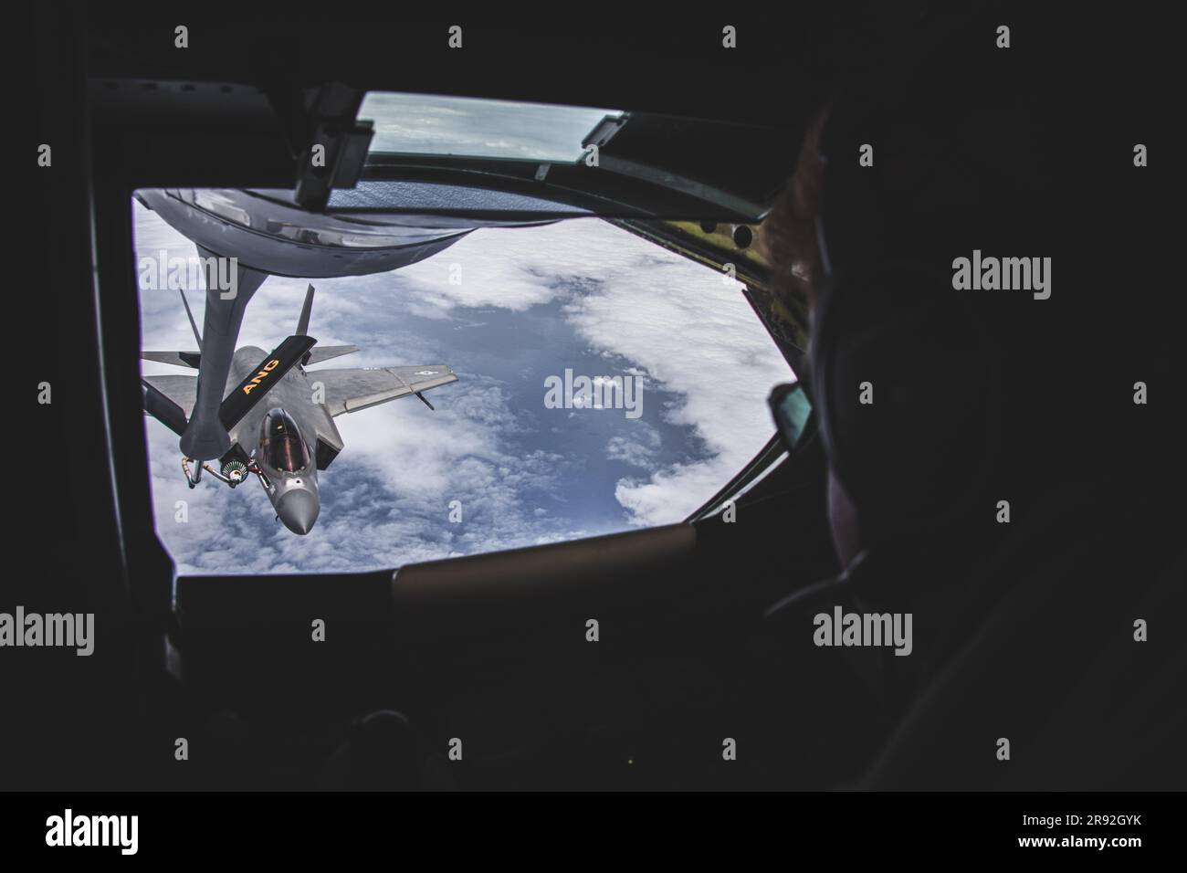 U.S. Marine Corps Maj. Robert Ahern, left, an F-35C Lighting II pilot ...