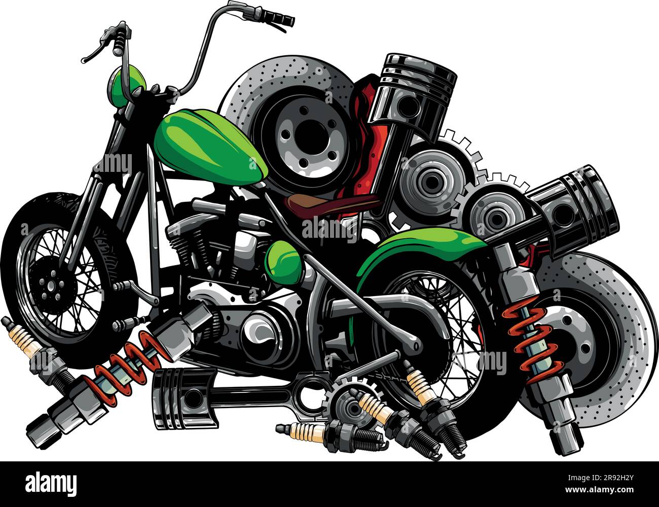Vector illustration of motorbike with Spares design Stock Vector Image ...