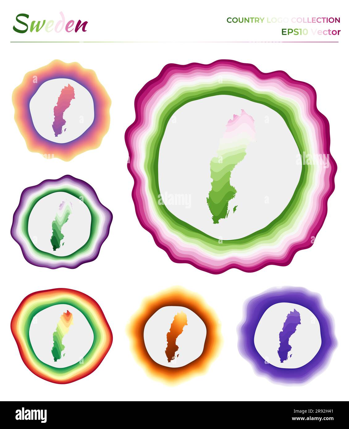 Sweden logo collection. Colorful badge of the country. Layers around ...