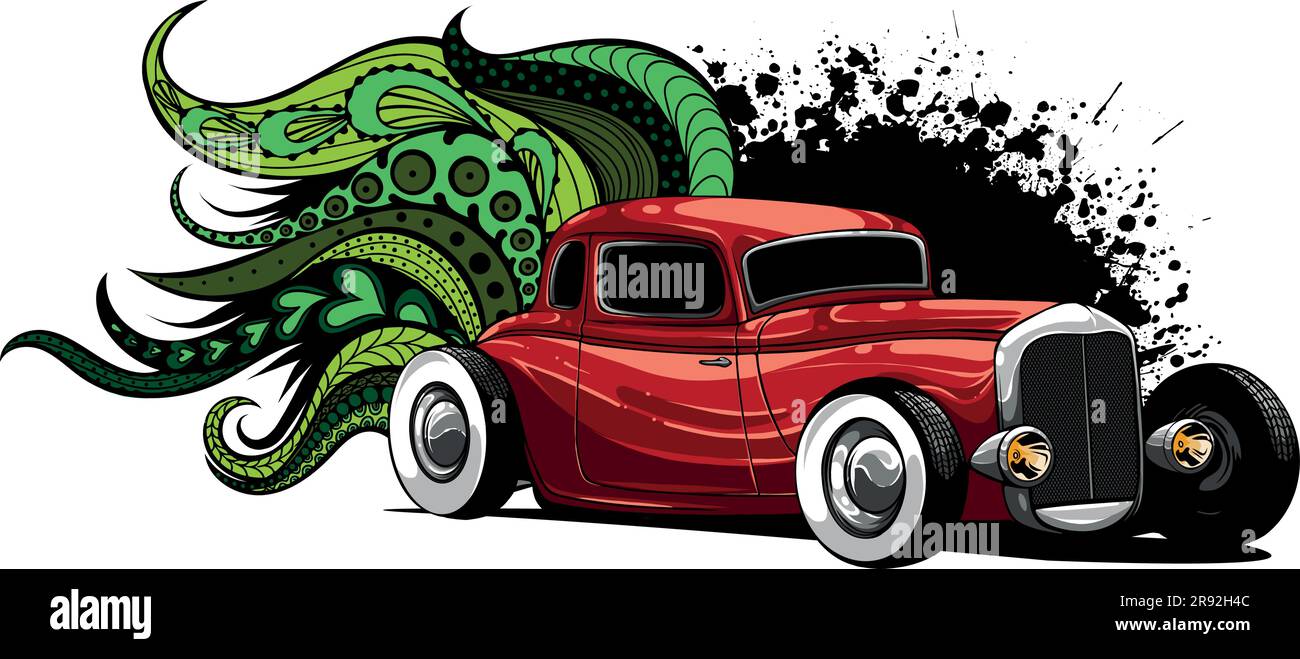 vector illustration of Classic Custom Rod Car Stock Vector Image & Art ...