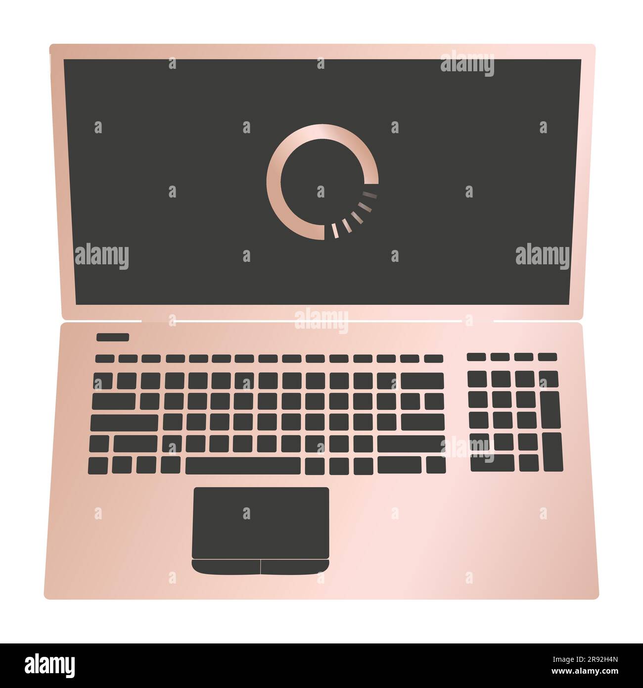 Pink and golden laptop while loading Take break Above view Vector ...